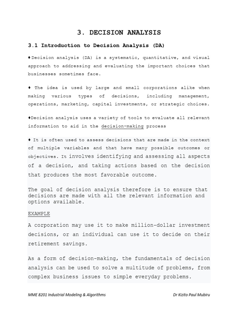 Mme8201-3-Decision Analysis | PDF | Decision Making | Risk