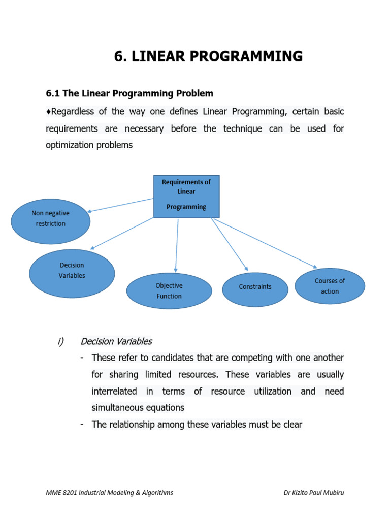 Mme8201 6-Linear Programming | PDF | Linear Programming | Mathematical Optimization