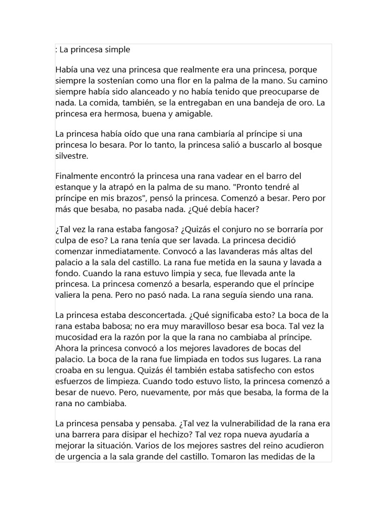 La Princesa y la Rana Equivocada | PDF | Poesía