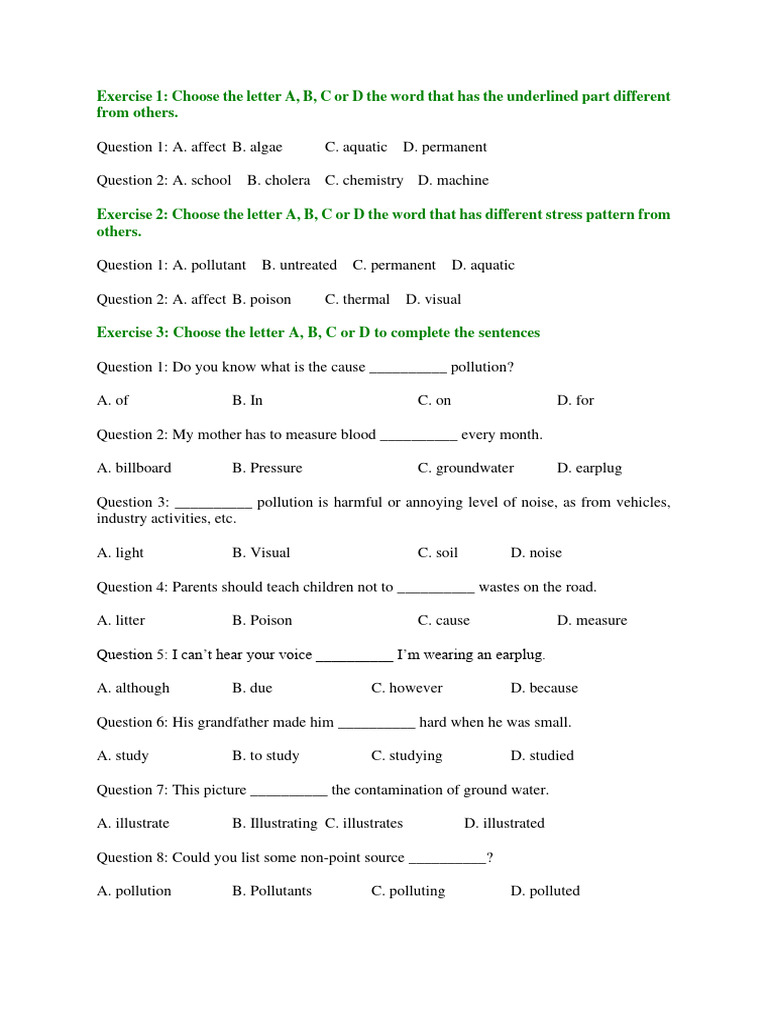 Bt Unit 7 Download Free Pdf Water Pollution Pollution