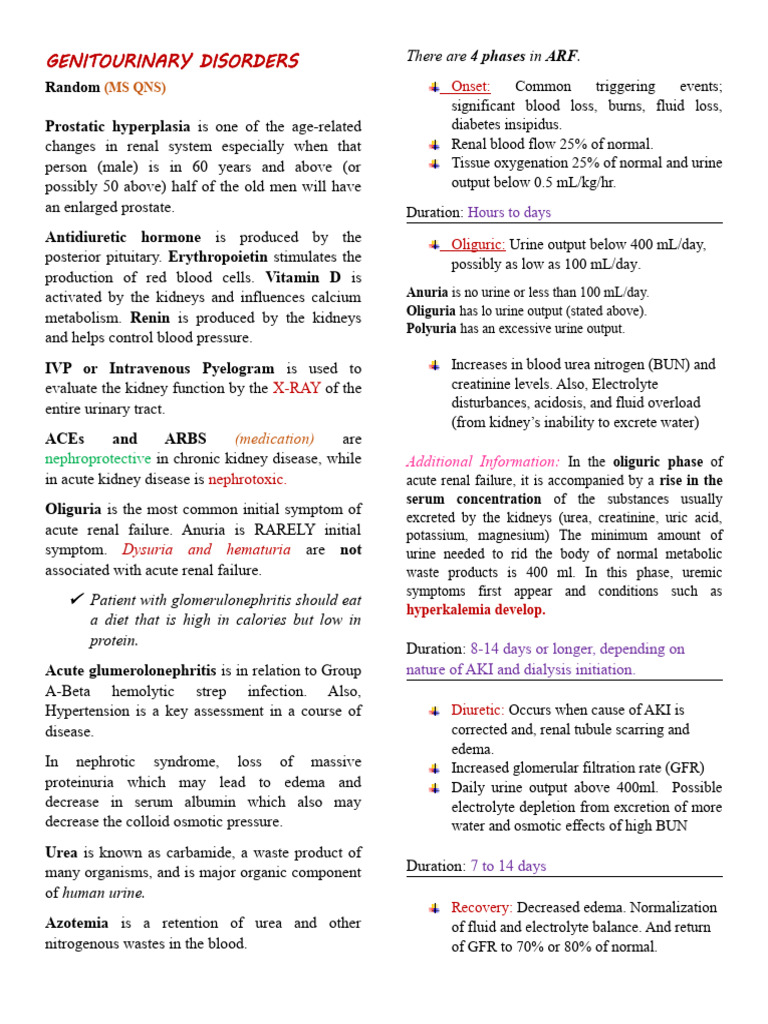 GENITOURINARY DISORDERS | PDF | Kidney | Chronic Kidney Disease