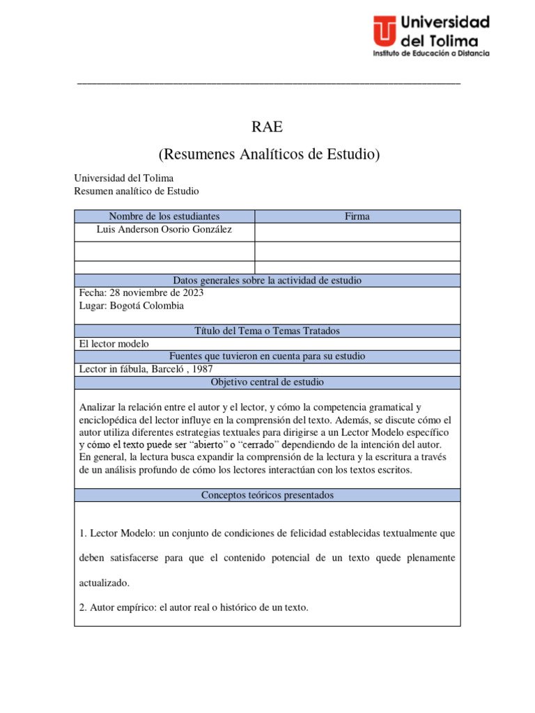 RAE Formatos | Descargar gratis PDF | Aprendizaje | Comprensión