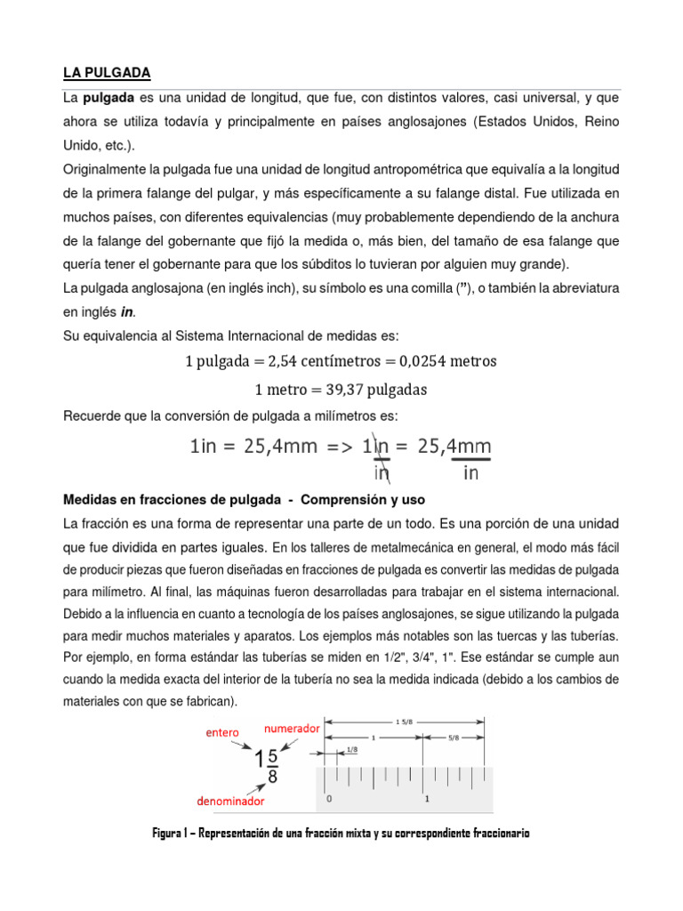 Medidas y Fracciones de Pulgada | PDF | Pulgada | Números
