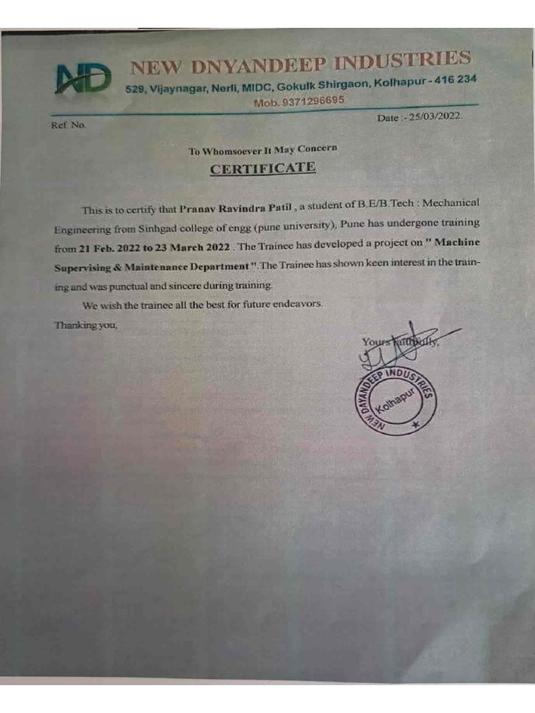 Pranav Certificate | PDF