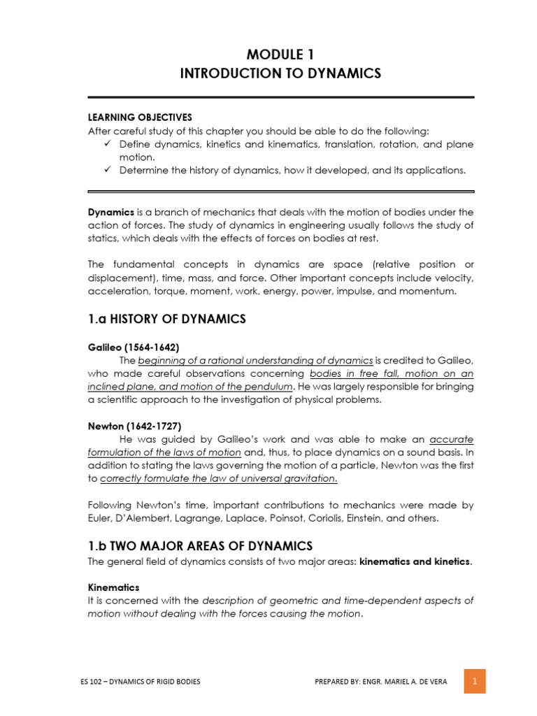 ES 102 - MODULE 1 | PDF | Classical Mechanics | Rotation Around A Fixed Axis