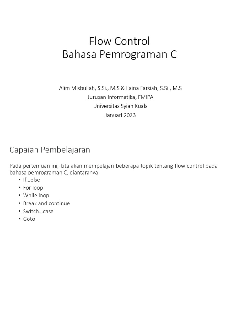 Flow Control dalam C | PDF | Komputer