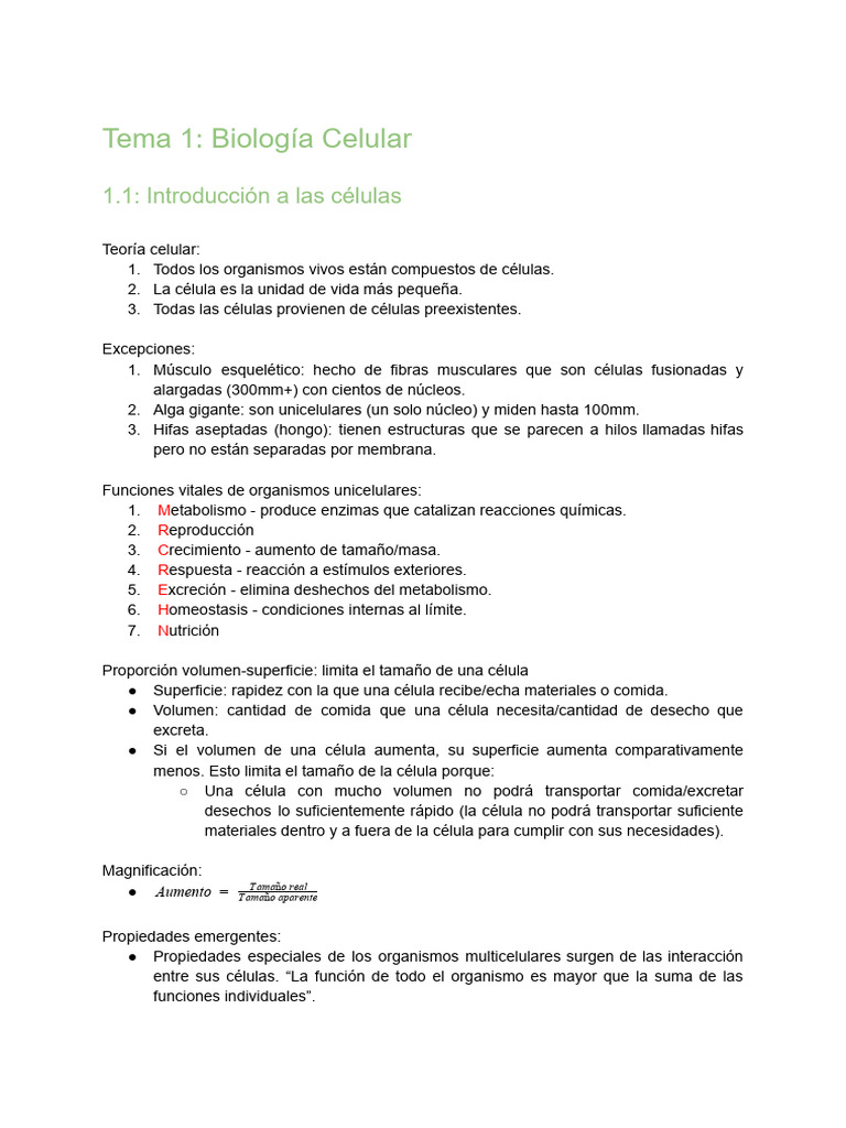 Tema 1 - Biología Celular IB | PDF | Membrana celular | Biología Celular)
