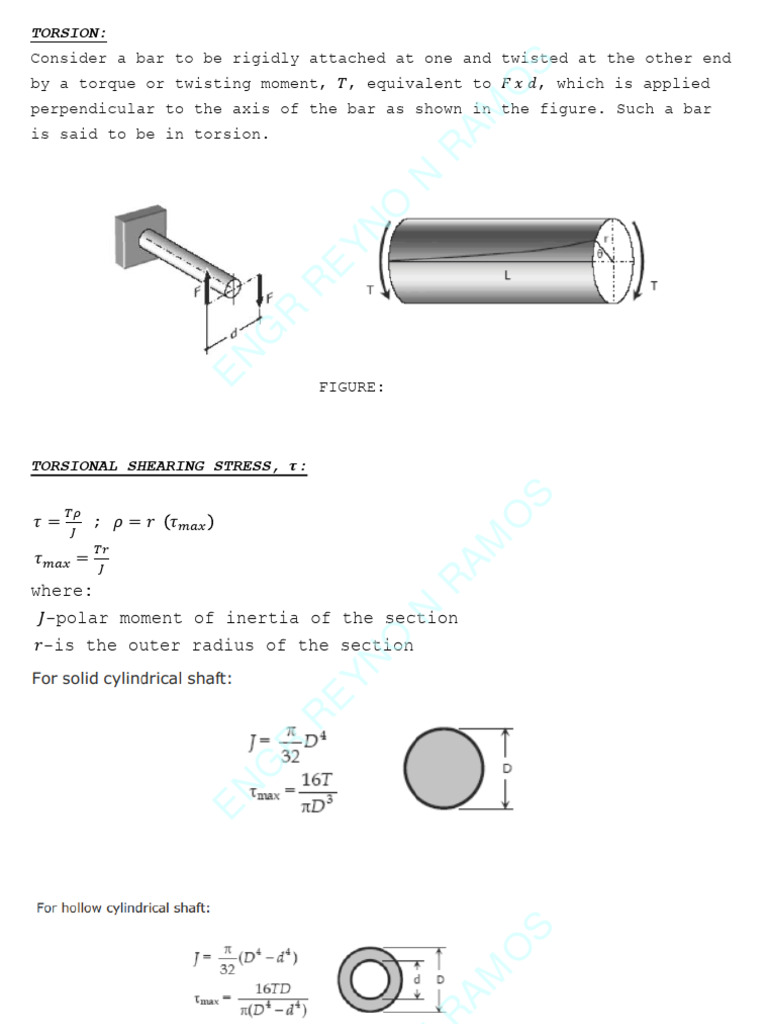 Es 103 - Module 6 - Torsion - Flanged Bolt Coupling | PDF | Screw | Torque