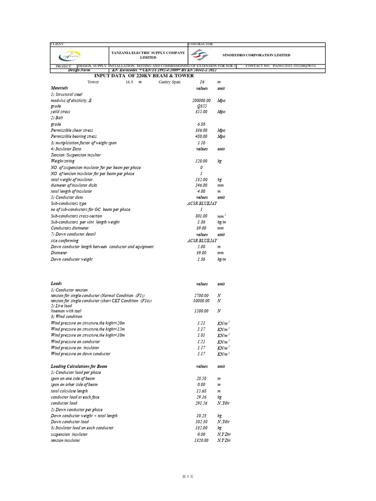 Design Calculation Of Tower T1andt2 Pdf Beam Structure Insulator
