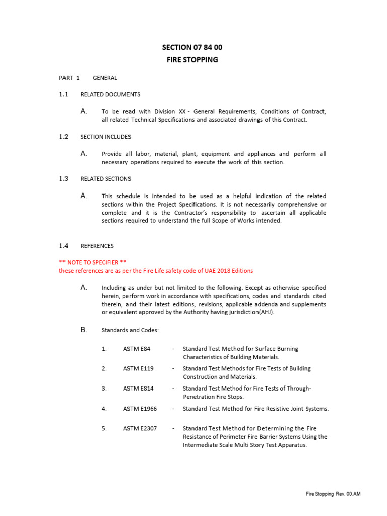 Fire Stopping Specifications and Requirements | PDF | Specification ...
