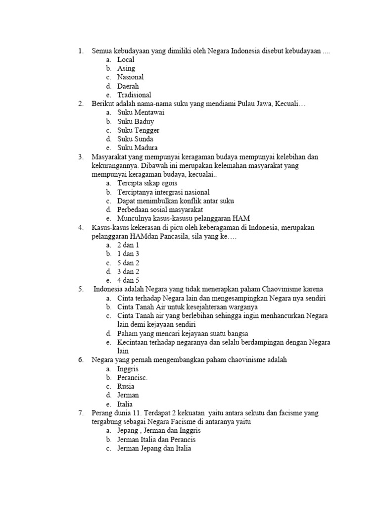 Latihan PKN X. | PDF