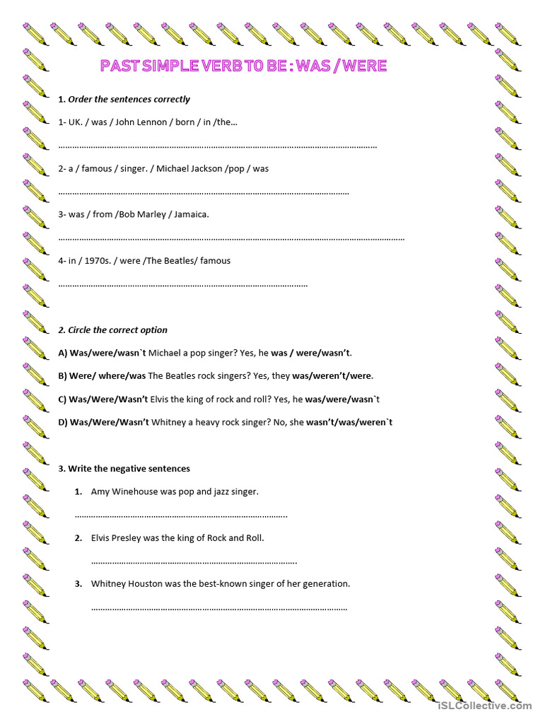 Past Simple Verb To Be - Was - Were | PDF | The Beatles