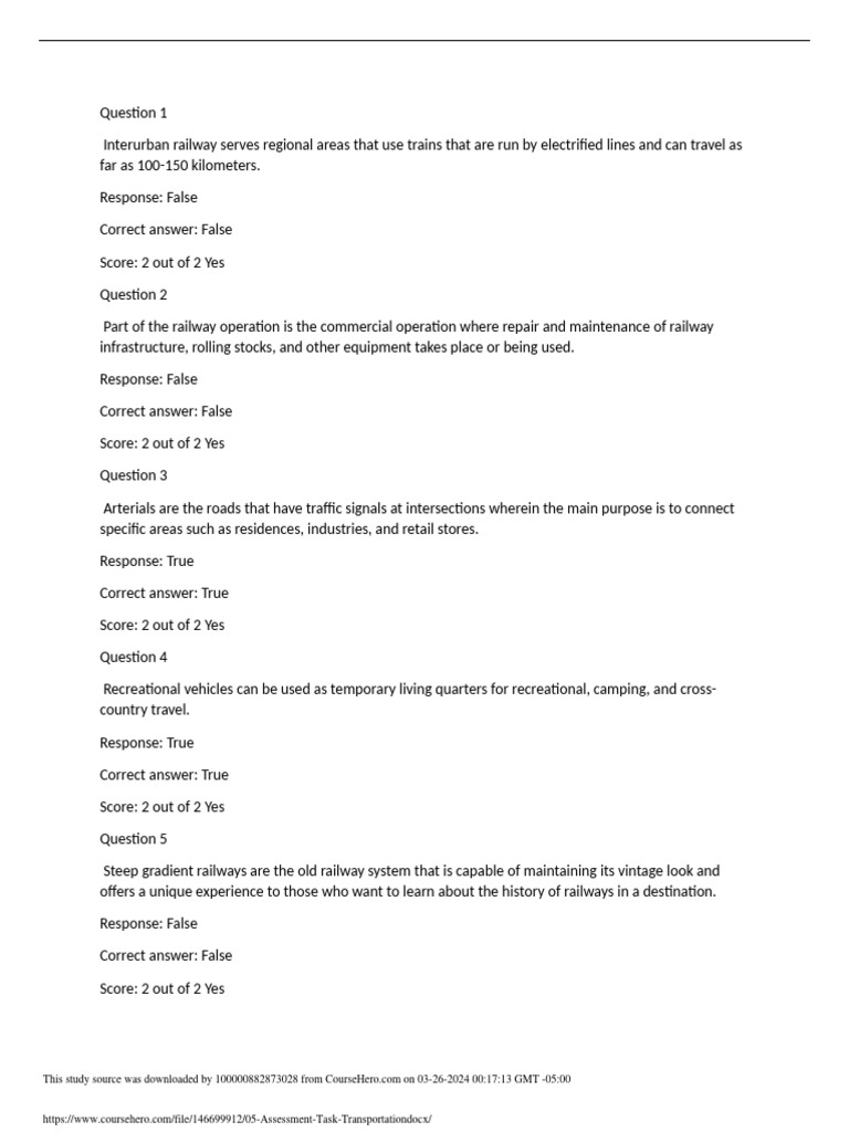 05 Assessment Task Transportation | PDF | Rail Transport | Train