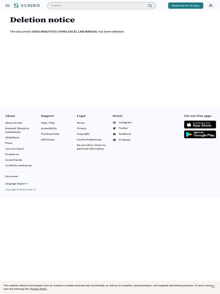 Deletion Notice Scribd | PDF
