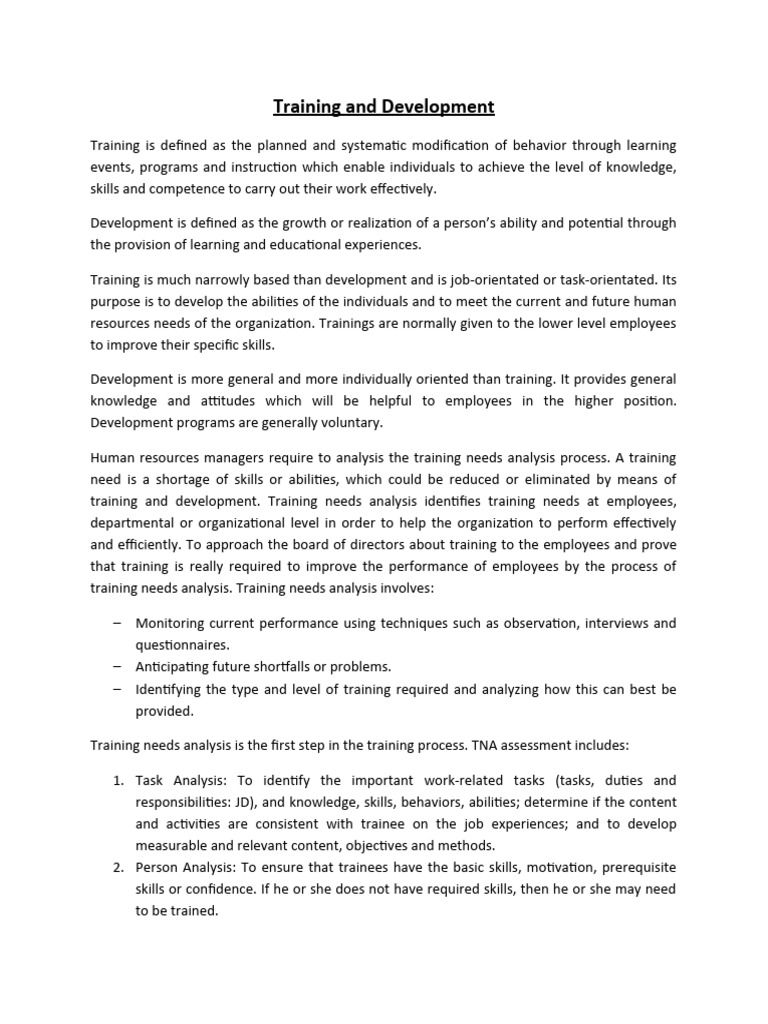 Training and Development | PDF | Employment | Goal