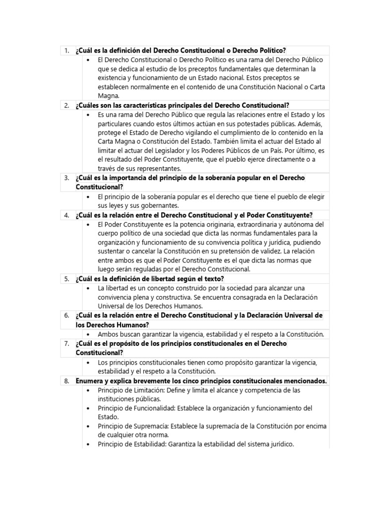 cuestionario 1 derecho constitucional | PDF | Constitución | Ley constitucional