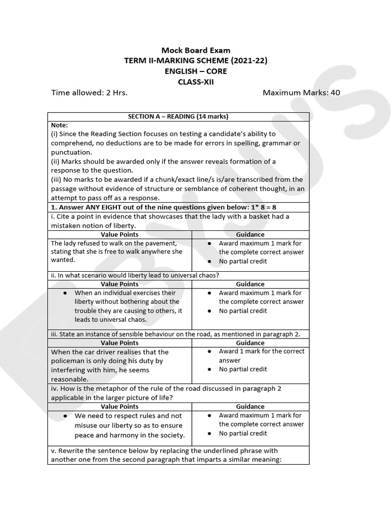 CBSE Class 12 English Core Solution For Term 2 Exam 2021 22 | PDF ...