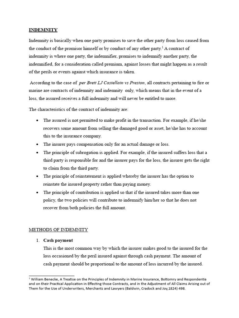 INDEMNITY | PDF | Insurance | Indemnity