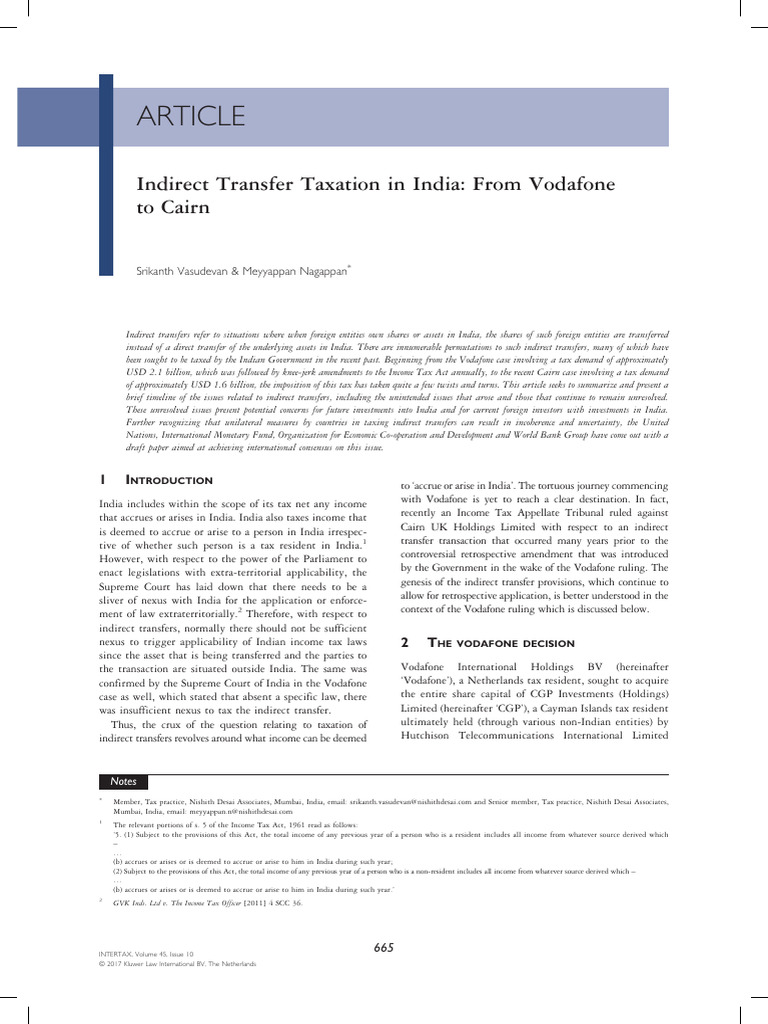 A Indirect Transfer Taxation in India | PDF | Taxes | Capital Gains Tax