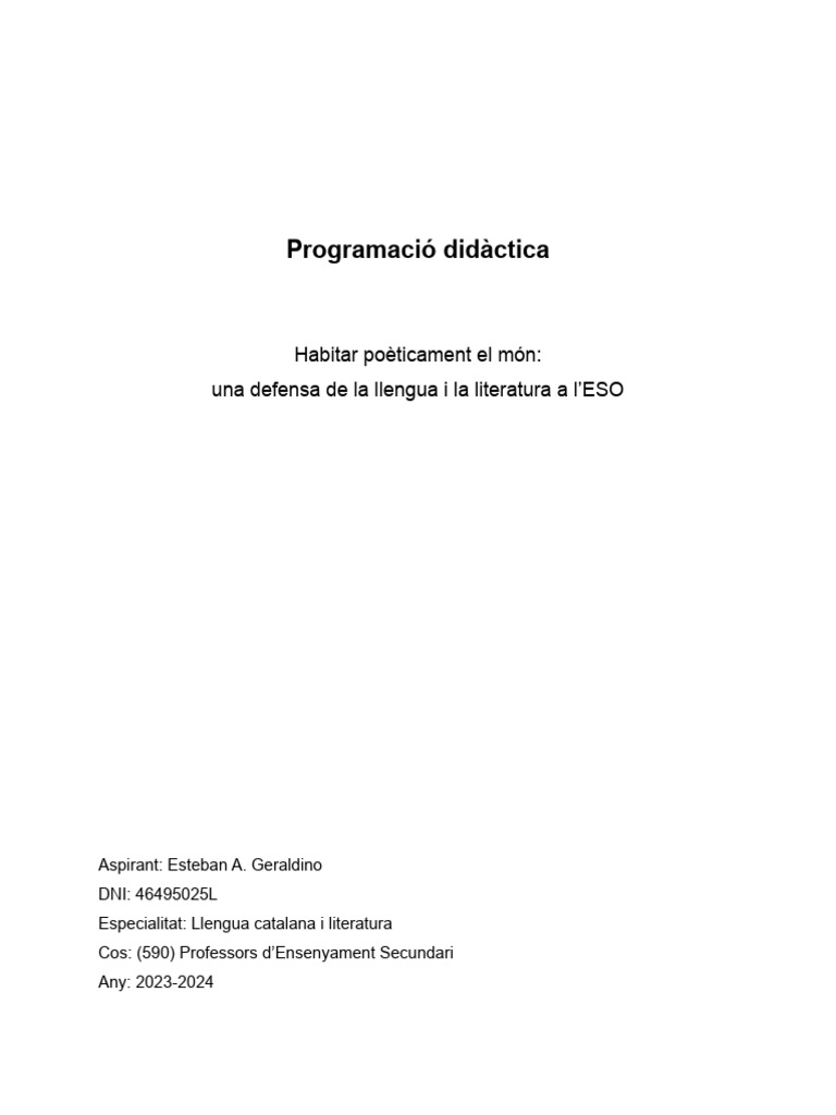 Programació Didàctica | PDF