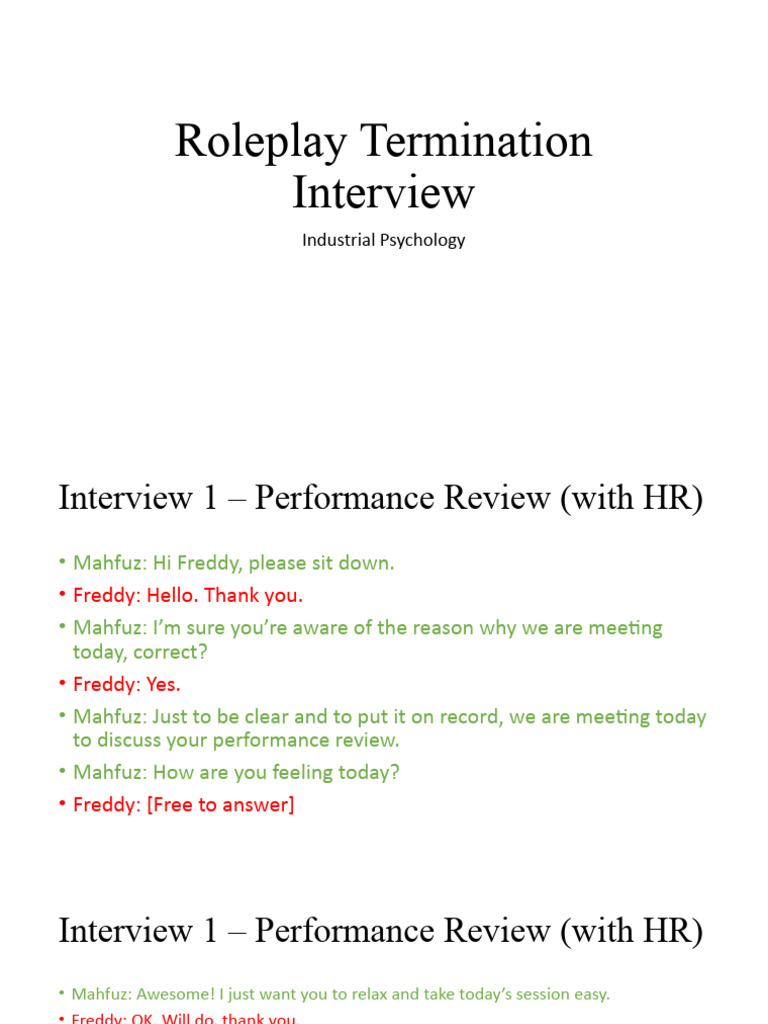 Roleplay Termination Interview | PDF