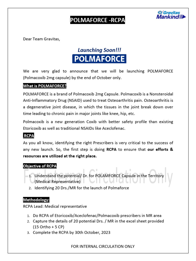 Launch Strategy for POLMAFORCE | PDF | Osteoarthritis | Nonsteroidal ...