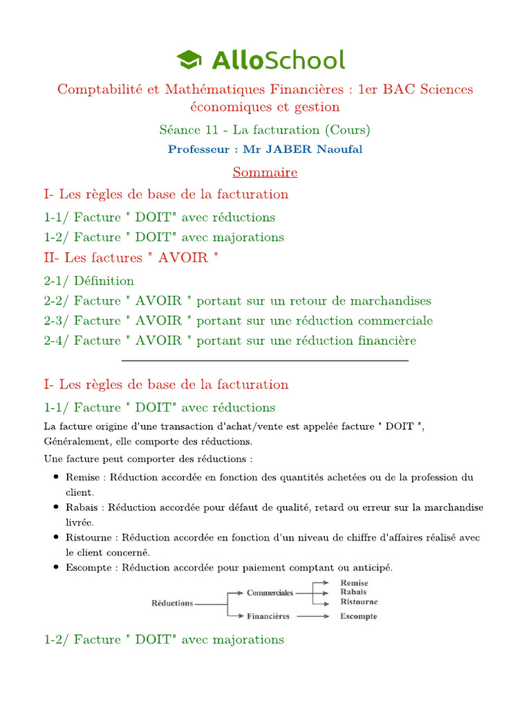 Seance 11 La Facturation Cours | PDF