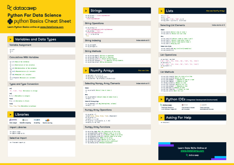 Chuletas DataCamp-2 | PDF | Boolean Data Type | Computer Programming Chuletas DataCamp-2 | PDF | Boolean Data Type | Computer Programming