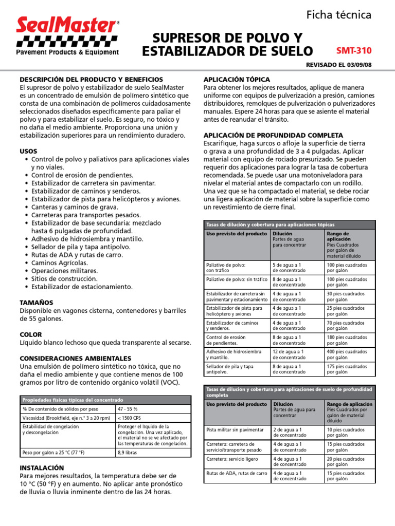 Dust Suppressant Soil Stabilizer | PDF