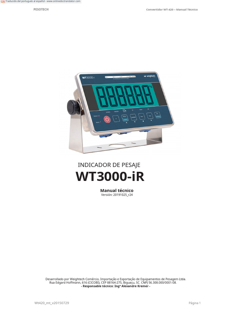 WT3000 Ir Manual Tecnico POR - Pt.es | PDF