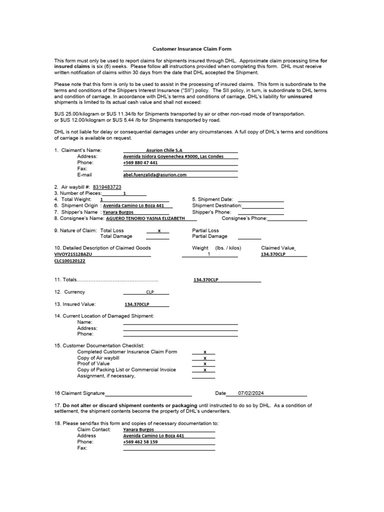 Claim Form | Download Free PDF | Insurance | Business Law