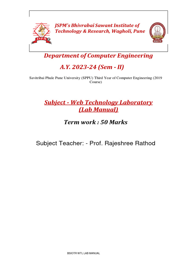 WT Lab Manualpdf | PDF | Html | Html Element WT Lab Manualpdf | PDF | Html | Html Element