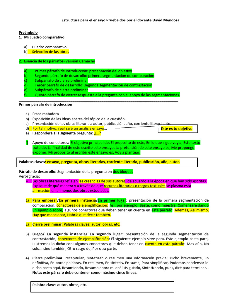 Estructura de un ensayo comparativo | PDF | Ensayos