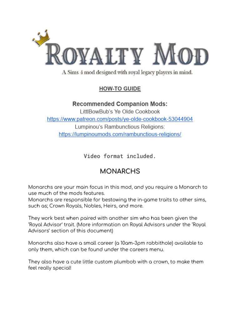 Royalty Mod Tutorials | PDF | Nobility | Knight