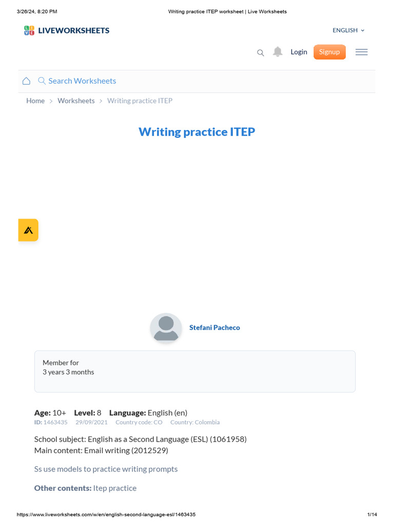 Writing practice ITEP worksheet _ Live Worksheets | PDF | Worksheet ...