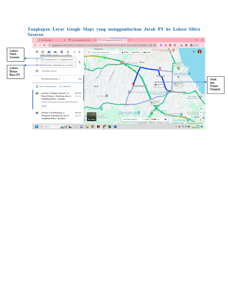 Format Contoh Tangkapan Layar Google Maps Yang Menggambarkan Jarak PT ...