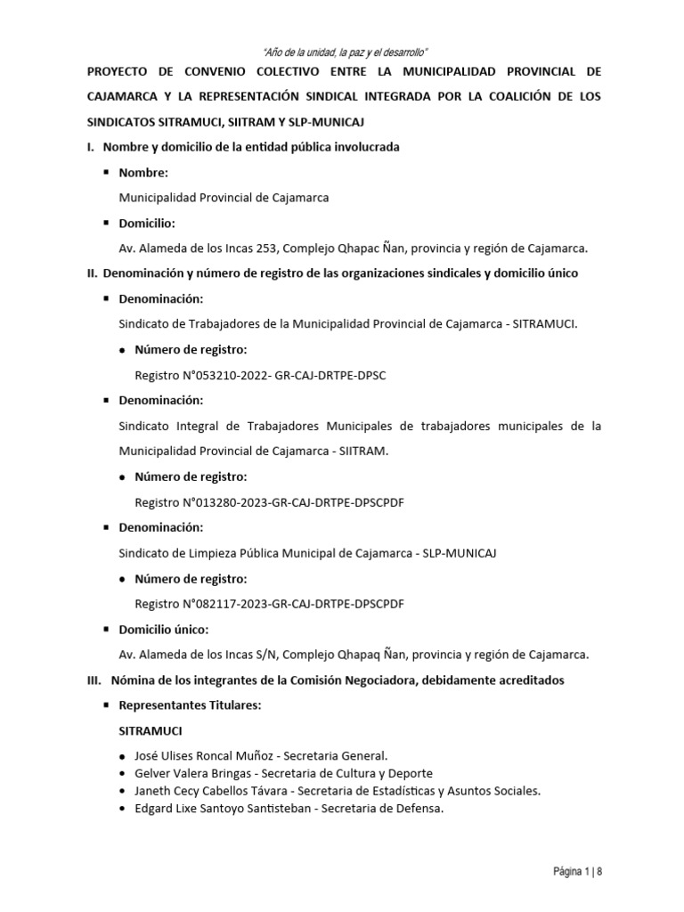 Proyecto de Convenio 2024. | Descargar gratis PDF | Acuerdo colectivo | La negociación colectiva