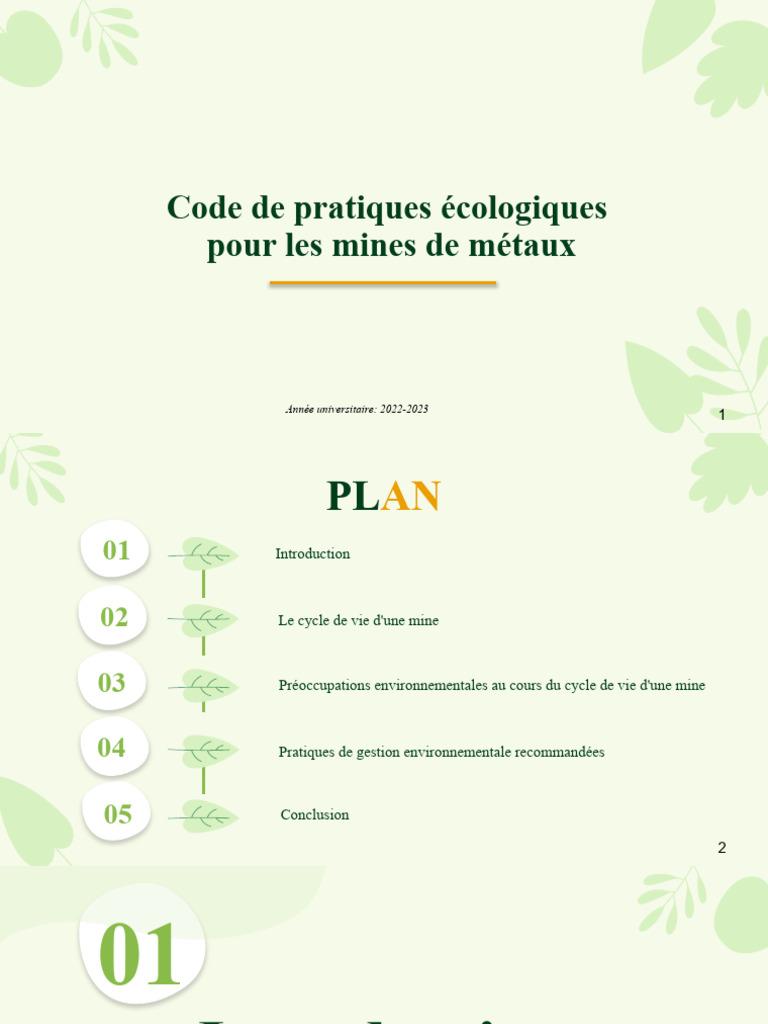 Code de Pratiques Écologiques Pour Les Mines de Métaux | PDF | Exploitation minière ...