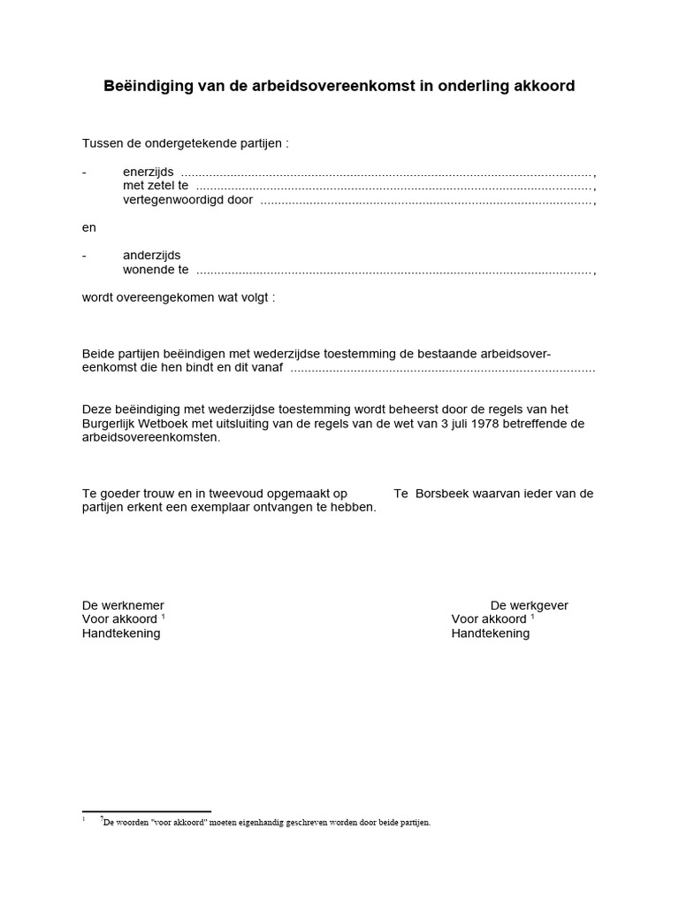 Contract Onderling Akkoord | PDF