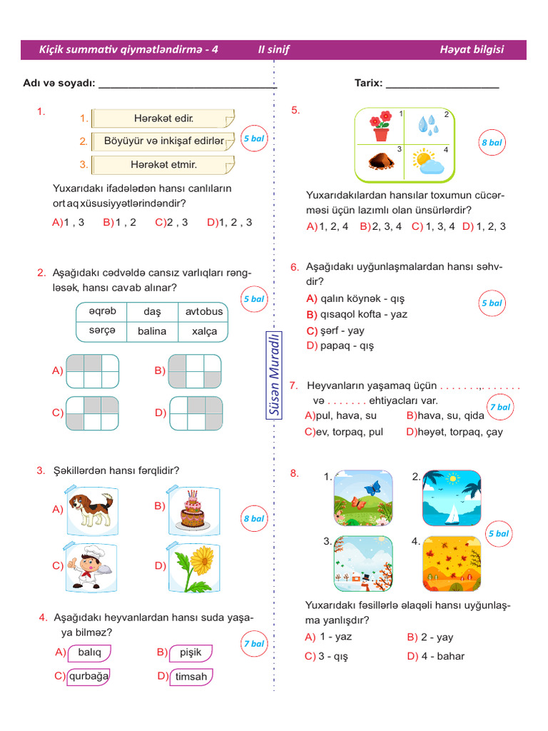 Heyat Bilgisi 2-Ci Sinif KSQ 4 | PDF