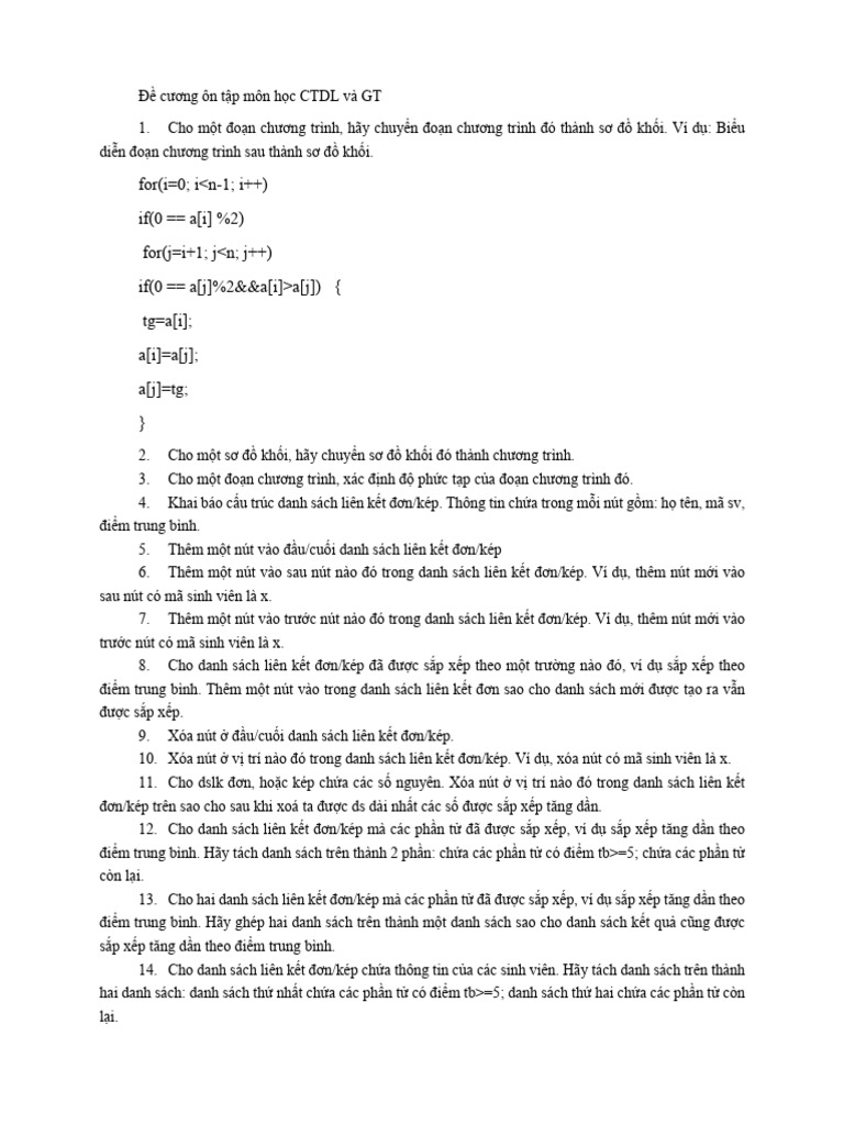 De Cuong CTDL Va GT | PDF