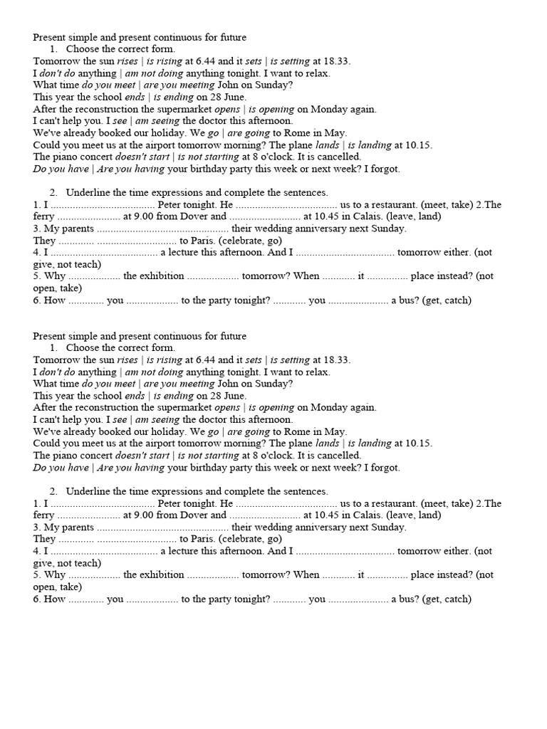 Present Simple and Present Continuous For Future | PDF | Observances