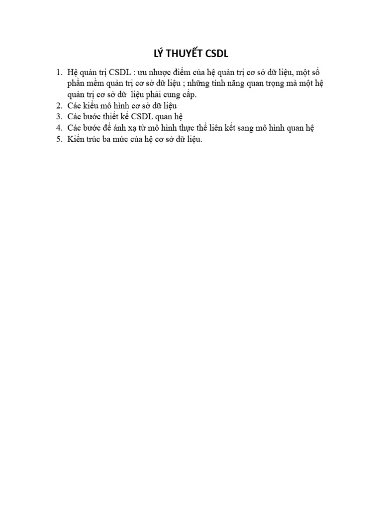LÝ THUYẾT CSDL | PDF