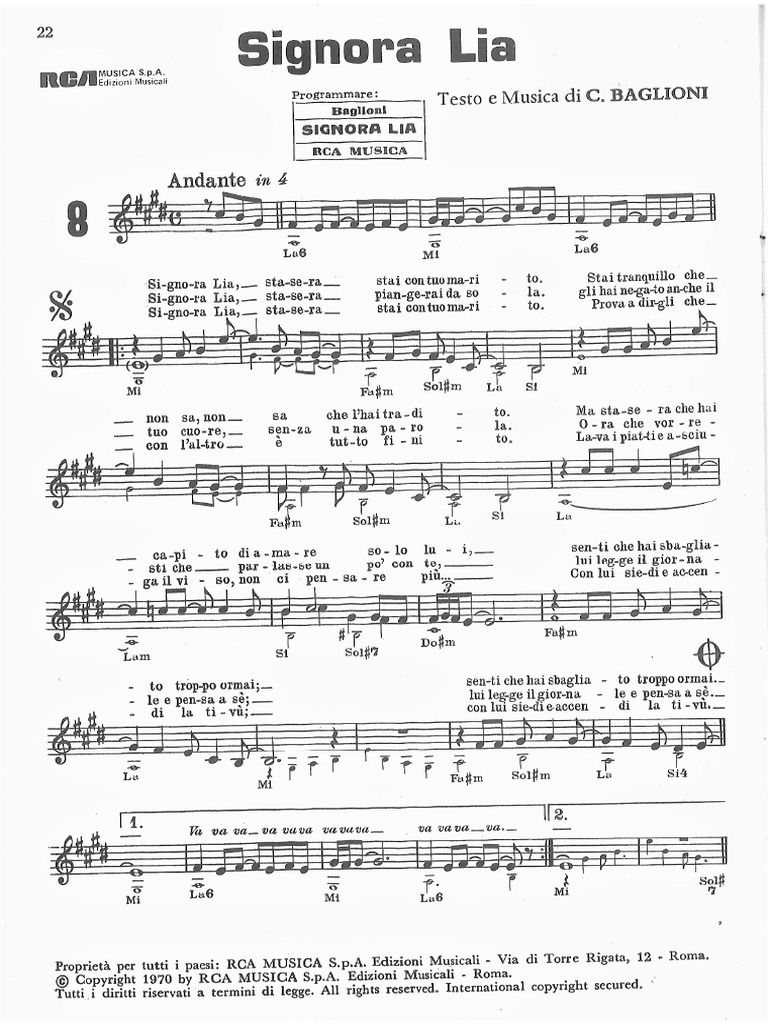 C. Baglioni - Signora Lia | PDF
