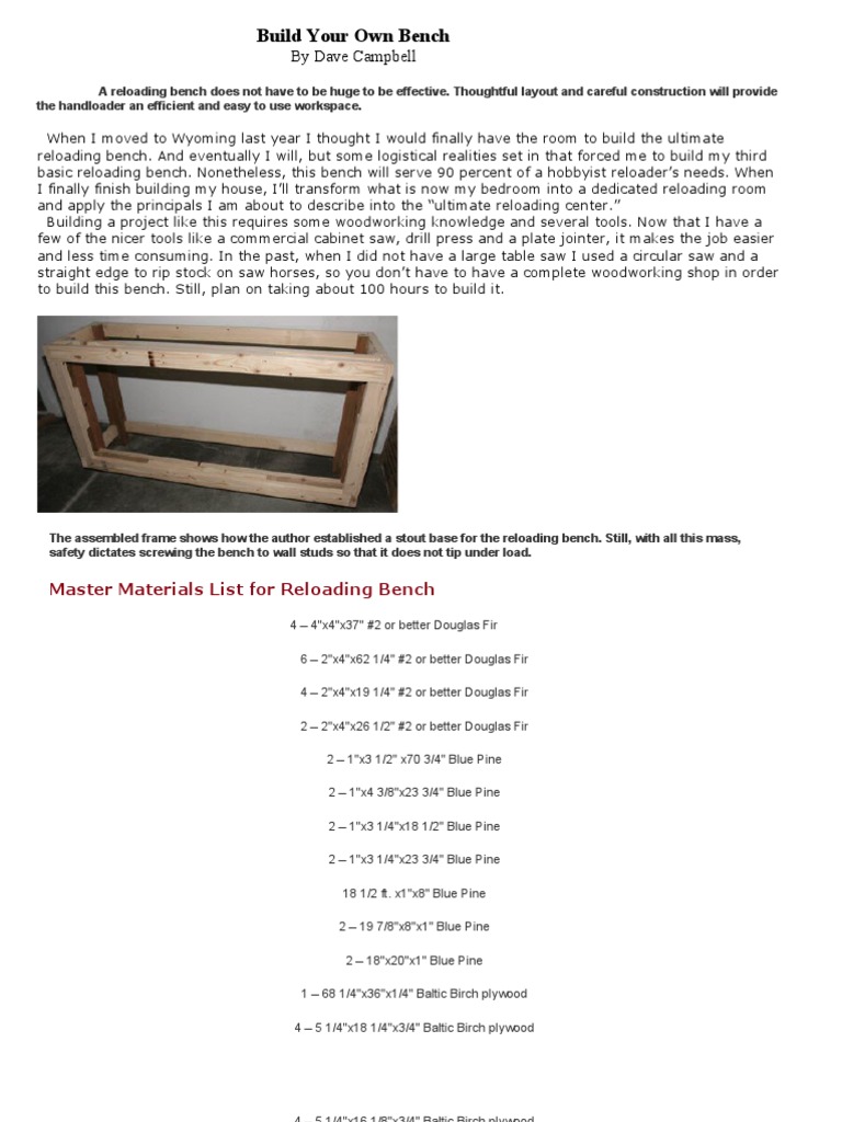 Build Your Own Bench | PDF | Plywood | Cabinetry
