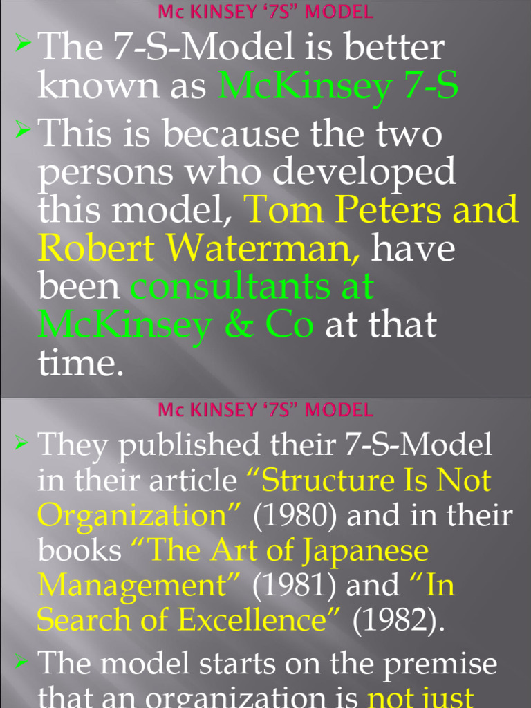 MC Kinsey 7s Model | PDF | Organizational Culture | Mc Kinsey & Company