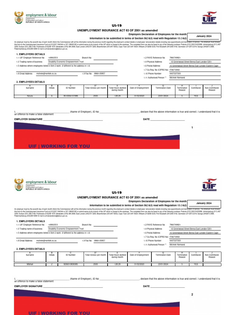 Uif | PDF | Employment | Mail