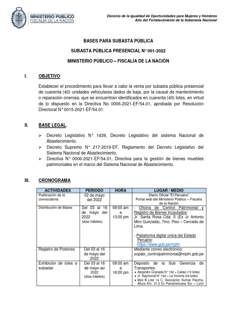 Bases para Subasta Publica PDF | PDF | Documento de identidad | Subasta