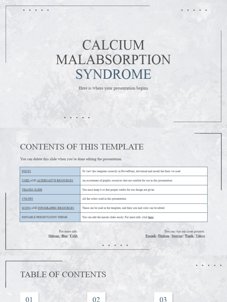 Calcium Malabsorption Syndrome by Slidesgo | PDF | Chronic Condition | Medical Diagnosis