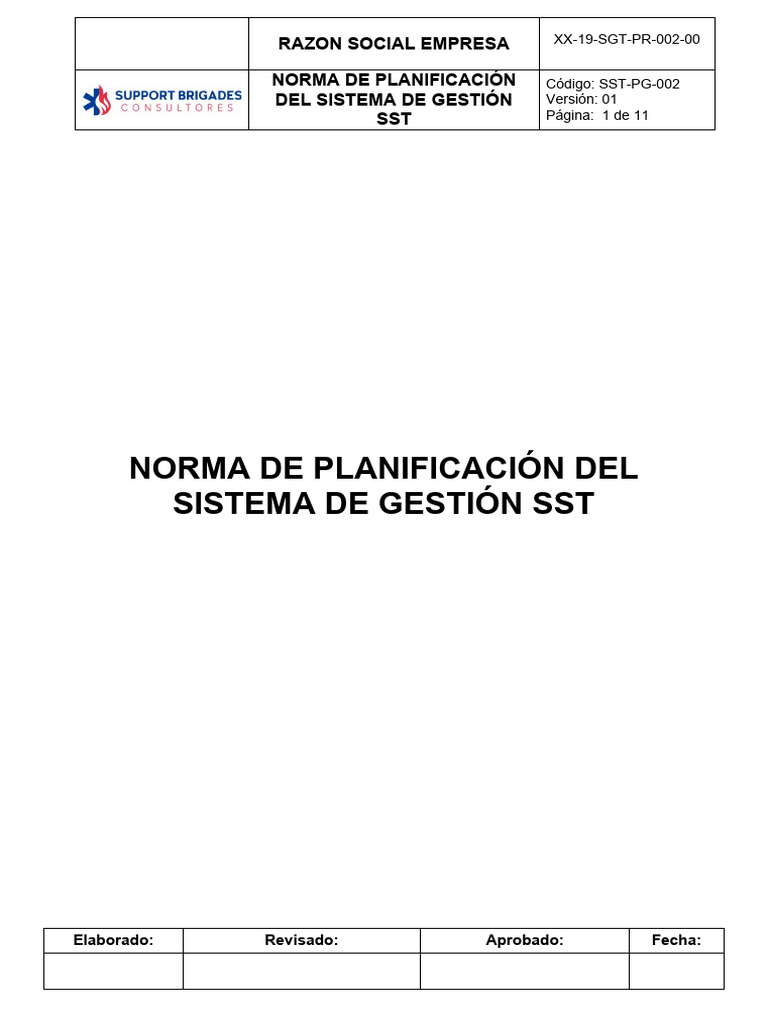 XX-19-SGT-PR-002-00 - Norma de Planificación Del Sistema de Gestión SST | PDF | Seguridad y ...